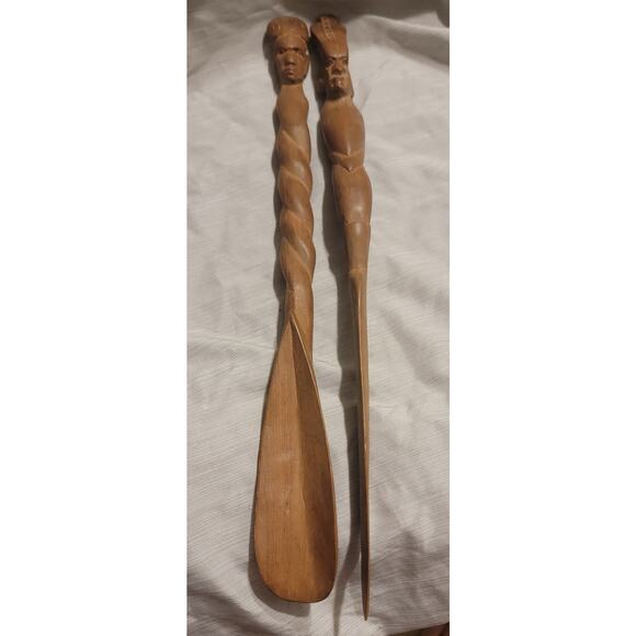 Kitchen | Hand Carved Wooden African Tribal Decorative Knife Salad ...